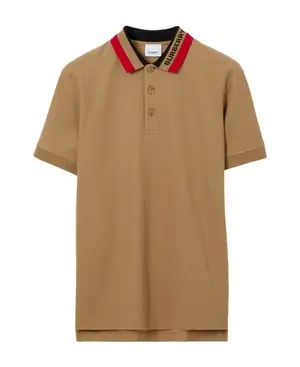 Burberry Collar-stripe Logo Piqué Polo Shirt - Nude