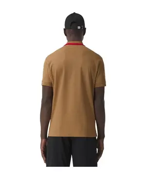 Burberry Collar-stripe Logo Piqué Polo Shirt - Nude