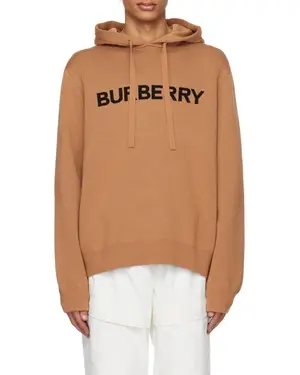 Burberry Logo Intarsia Knit Hoodie