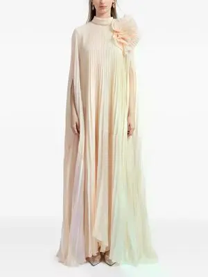 GEMY MAALOUF Embellished Draped Flower Maxi Dress - Neutrals