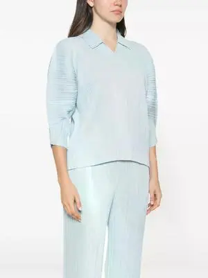 Issey Miyake V-neck Pleated Top