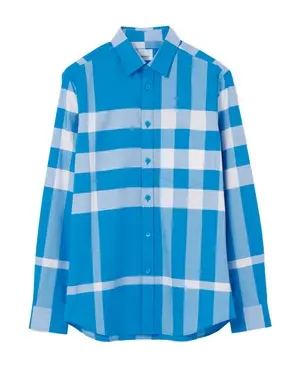 Burberry Checked Buttoned Shirt - Blue