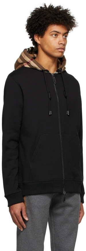 Burberry Check Hood Cotton Blend Zip Hoodie