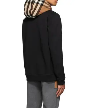 Burberry Check Hood Cotton Blend Zip Hoodie