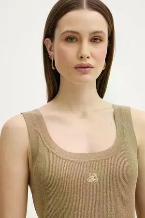 Luisa Spagnoli Zaida Ribbed-knit Logo-embroidered Top