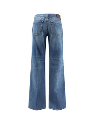 Gucci Bootcut Cotton Denim Pants With Horsebit Detail