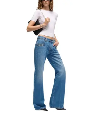 Gucci Bootcut Cotton Denim Pants With Horsebit Detail