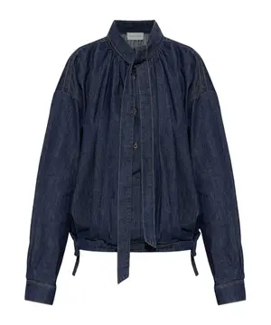 Dries Van Noten Long-sleeved Denim Shirt - Navy Blue