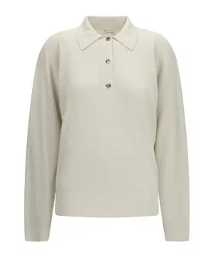 Calvin Klein Long Sleeve Polo Knitted Sweater - Cream