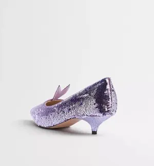 Dior Whisper Sequined Pointed Toe Kitten Heel Pumps