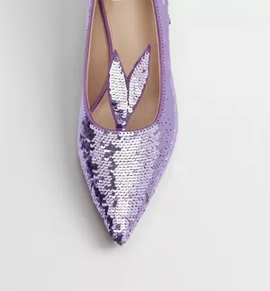 Dior Whisper Sequined Pointed Toe Kitten Heel Pumps