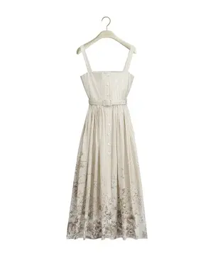Dior Mid-length Belted Dress With Toile De Jouy Floral Garden Motif