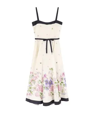 Dior Mid-length Flared Dress With Belt - White