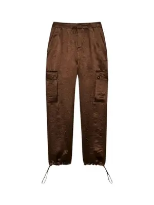 TWINSET Froissé Satin Cargo Trousers