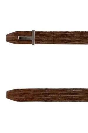 TOM FORD Textured Logo Buckle Belt