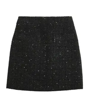 FAY Short Skirt In Bouclé Tweed With Sequins - Black