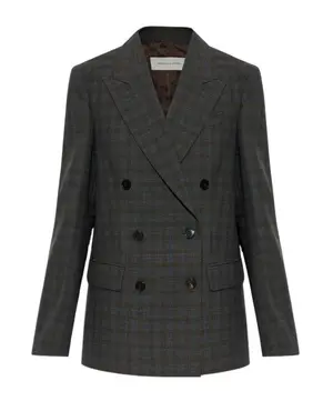 Dries Van Noten Double Breasted Wool Blazer - Grey