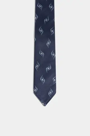 Dsquared2 Geometric Print Jacquard Tie - Navy