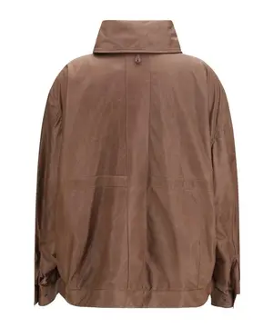 Calvin Klein Isa Belted High Collar Leather Jacket