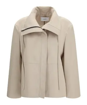 LARDINI High Neck Zip Jacket - Light Brown