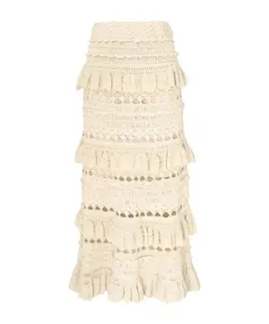 Zimmermann Waverly Crochet Midi Skirt - Nude