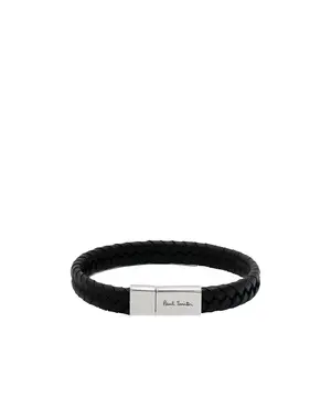 Paul Smith Braided Logo Engraved Bracelet - Black