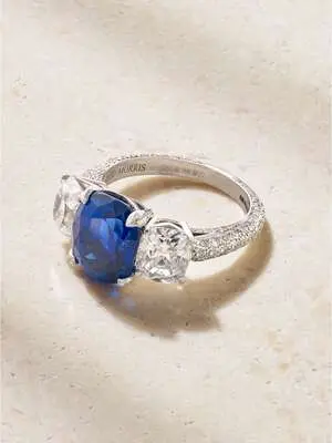 DAVID MORRIS 18-karat White Gold, Diamond And Sapphire Ring - Blue