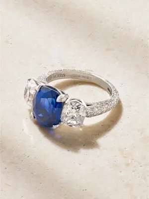 DAVID MORRIS 18-karat White Gold, Diamond And Sapphire Ring