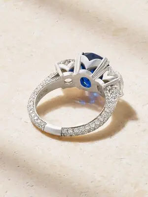 DAVID MORRIS 18-karat White Gold, Diamond And Sapphire Ring