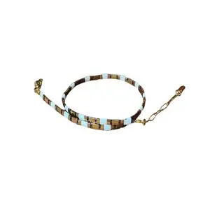 DESERT LOBBY Crown Beaded Necklace - Gold/white/brown