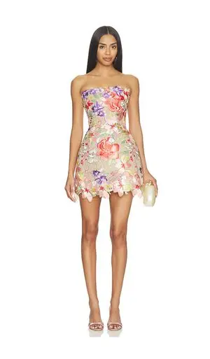 Strapless 3D Floral Mini Dresses