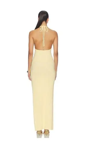 RUNAWAY THE LABEL Halter Knit Maxi Dress - Lemon