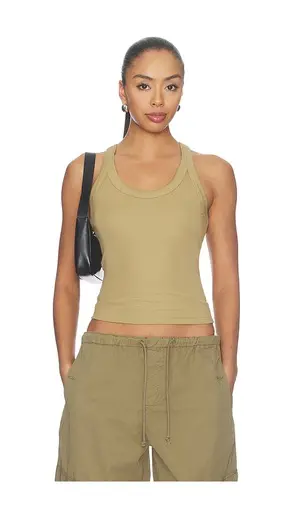 Rag & Bone The Essential Rib Wide String Tank In Brown - Toffee