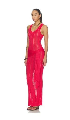 Superdown Macie Drape Maxi Dress In Red