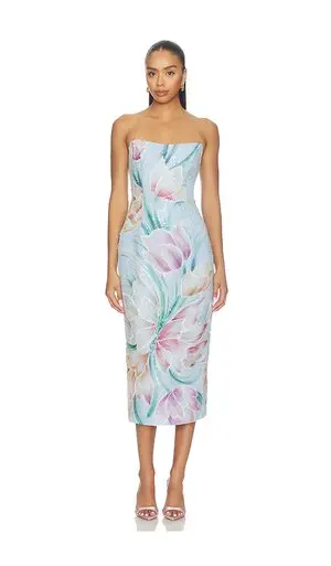 ELLIATT Priselle Strapless Midi Dress In Multi - Floral Multi