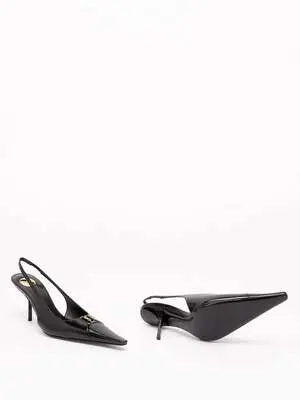 Saint Laurent Babylone Slingback Pumps With Gold Tone Detailing - Multicolor