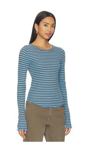 Free People X We The Free Easy Does It Striped Tee In Blue