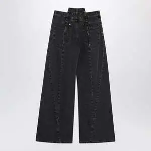 MAISON MARGIELA Wide-leg Jeans In Faded Cotton Denim - Black