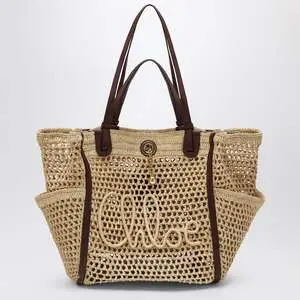 Chloé Iconic Raffia And Leather Tote Bag - Cream