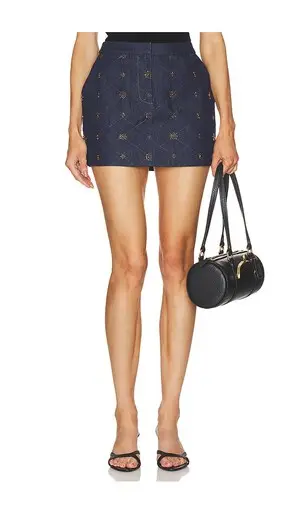Line & Dot Attina Mini Skirt In Blue - Light Blue