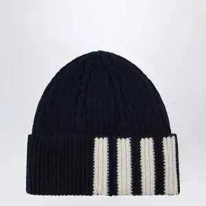 Thom Browne Ribbed Cashmere Beanie - Blue