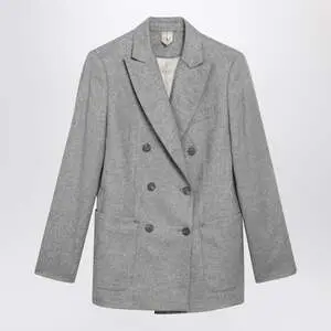 Max Mara Double-breasted Silk And Cashmere Blend Blazer - Gray