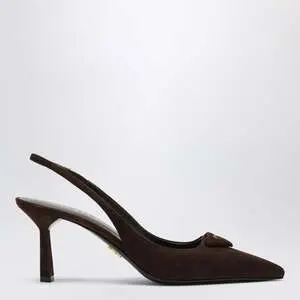 Prada Suede Slingback Pumps - Brown