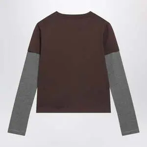 Miu Miu Layered Cotton Jersey T-shirt - Brown