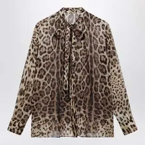 Dolce & Gabbana Leopard-print Silk Georgette Shirt - Brown
