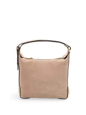 TOD'S Suede Shoulder Bag With Gold Tone Studs - Multicolor