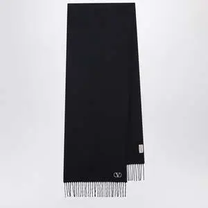 Valentino Garavani Navy Scarf With Vlogo Embroidery - Blue