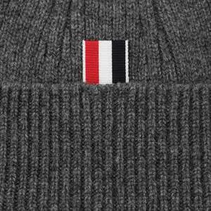 Thom Browne Ribbed Cashmere Beanie - Gray