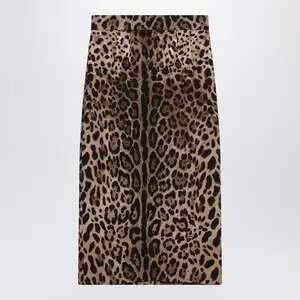 Dolce & Gabbana Leopard Print Cady Skirt - Brown