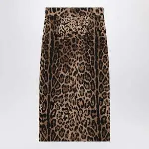 Dolce & Gabbana Leopard Print Cady Skirt - Brown